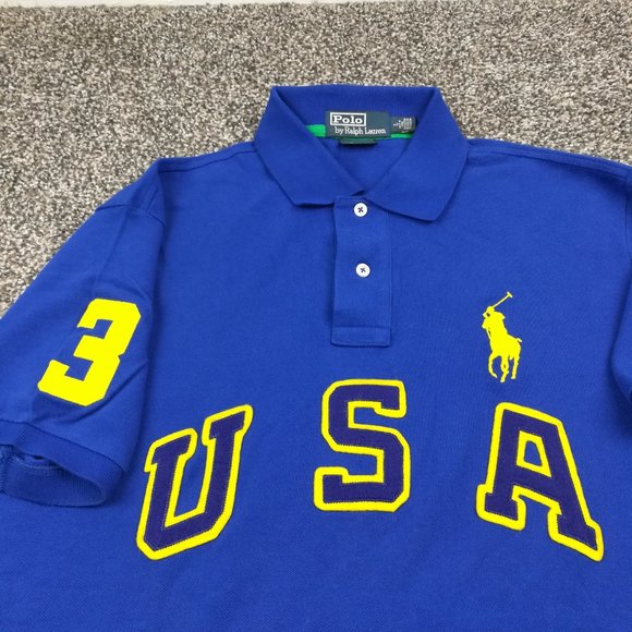 Polo Ralph Lauren | Shirts | Vintage Ralph Lauren Polo Shirt Big Pony Usa 3 Rugby Blue Mens ...